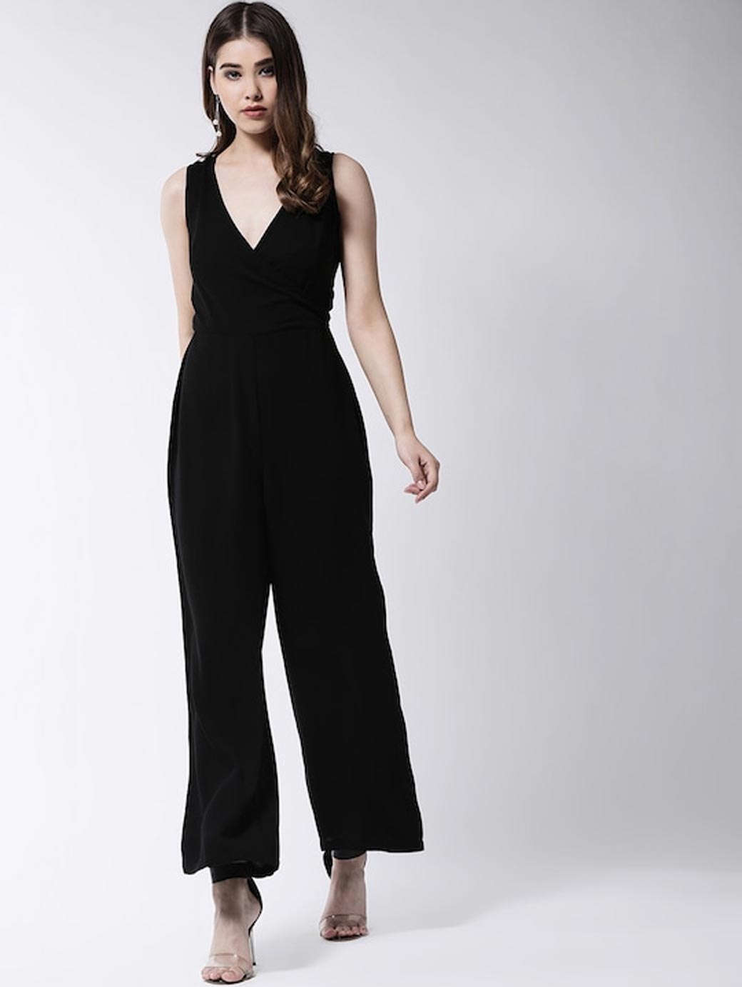 Women Black Solid Basic Jumpsuit
